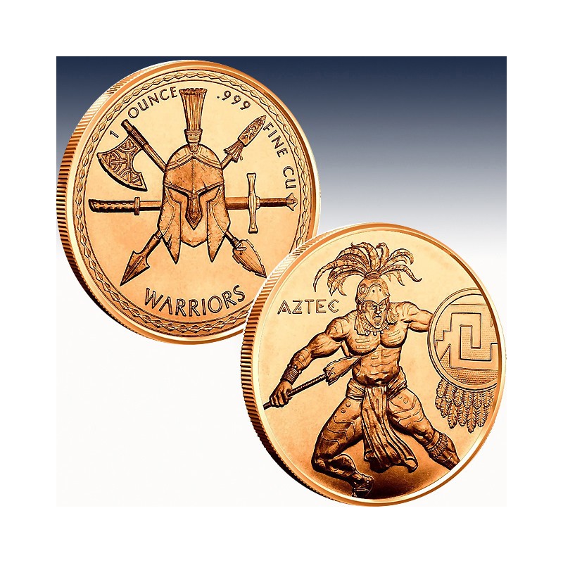 1 x 1 oz Copperround Golden State Mint "The Aztec- Warrior Series" -BU-