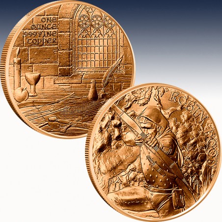 1 x 1 oz Copper Round Silver Towne "Medieval Legends Robin Hood 2021" -BU-