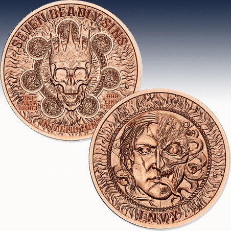 1 x 1 oz Copper Round Intaglio Mint "SEVEN DEADLY SINS – ENVY" -BU-